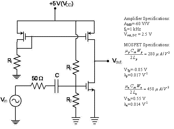 How do I design an active load MOSFET amplifier | Chegg.com