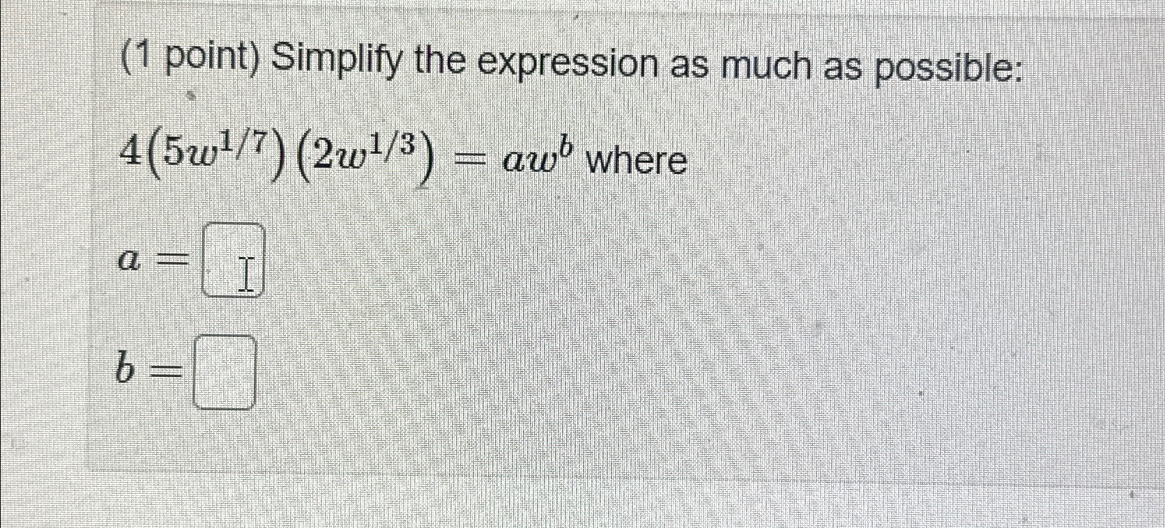 Solved (1 ﻿point) ﻿Simplify the expression as much as | Chegg.com