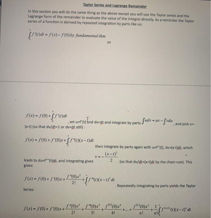 Solved Taylor Series and Lagrange Remainder In this section | Chegg.com