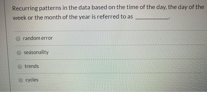 Solved Recurring patterns in the data based on the time of | Chegg.com