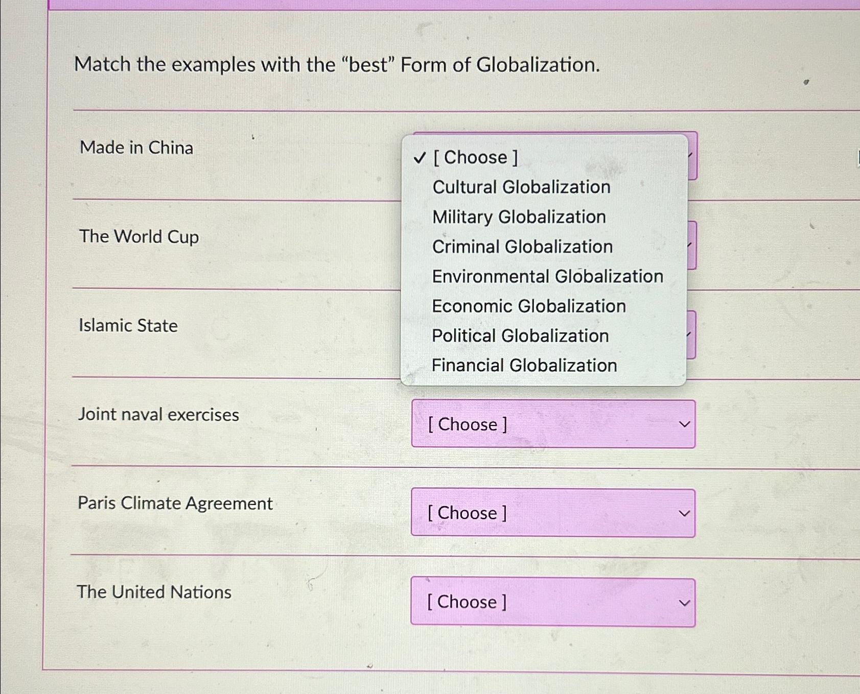 Solved Match the examples with the "best" Form of | Chegg.com