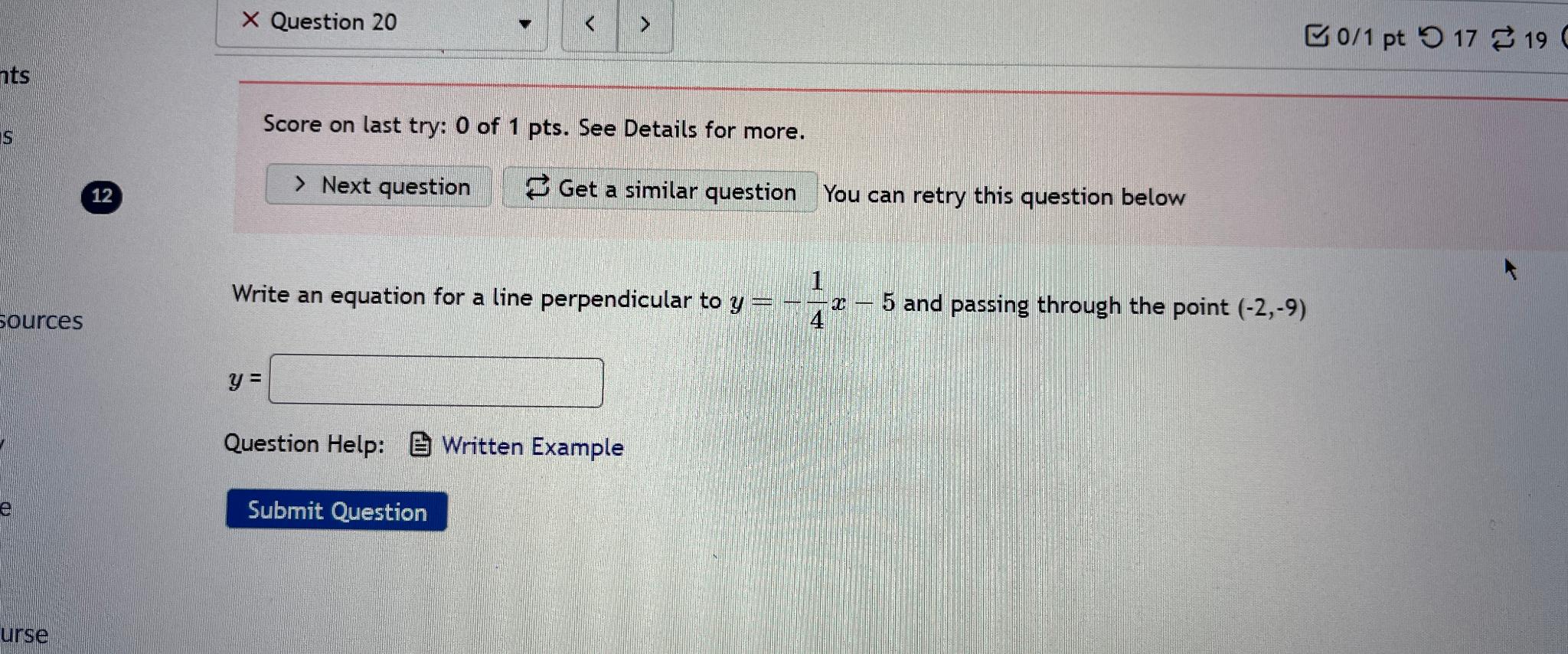 Solved Question 2001 ﻿pt ๖17⇄19Score on last try: 0 ﻿of 1 | Chegg.com