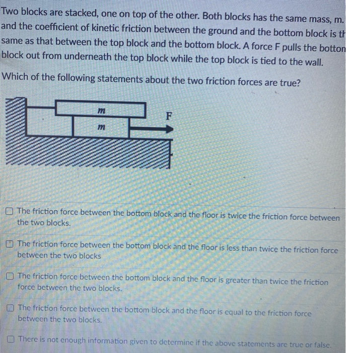 Solved Two blocks are stacked, one on top of the other. Both | Chegg.com