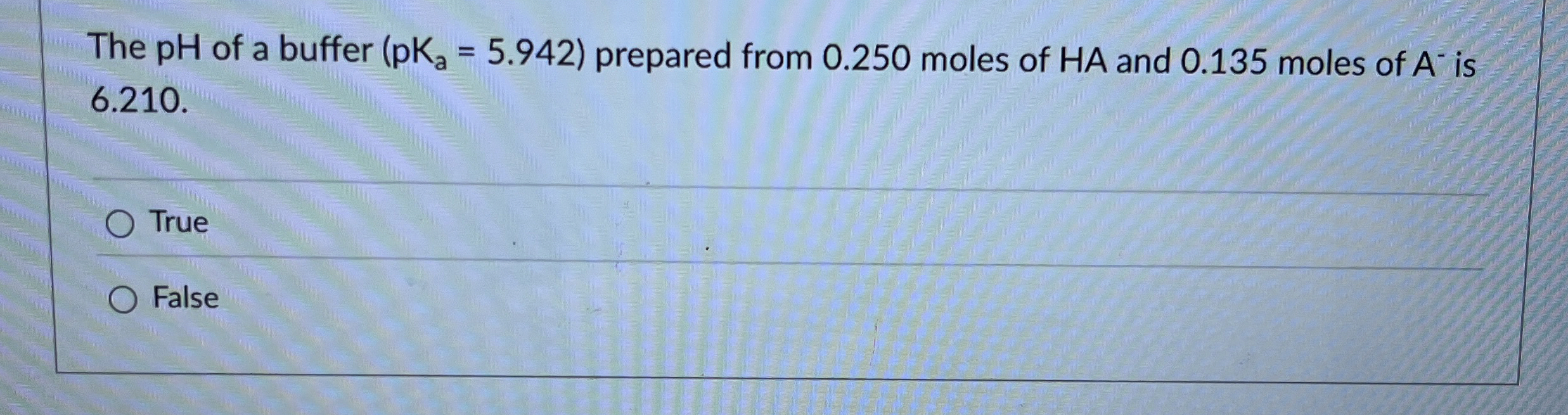 Solved The pH of a buffer )=(5.942 ﻿prepared from 0.250 | Chegg.com