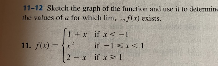Solved 11-12 Sketch the graph of the function and use it to | Chegg.com
