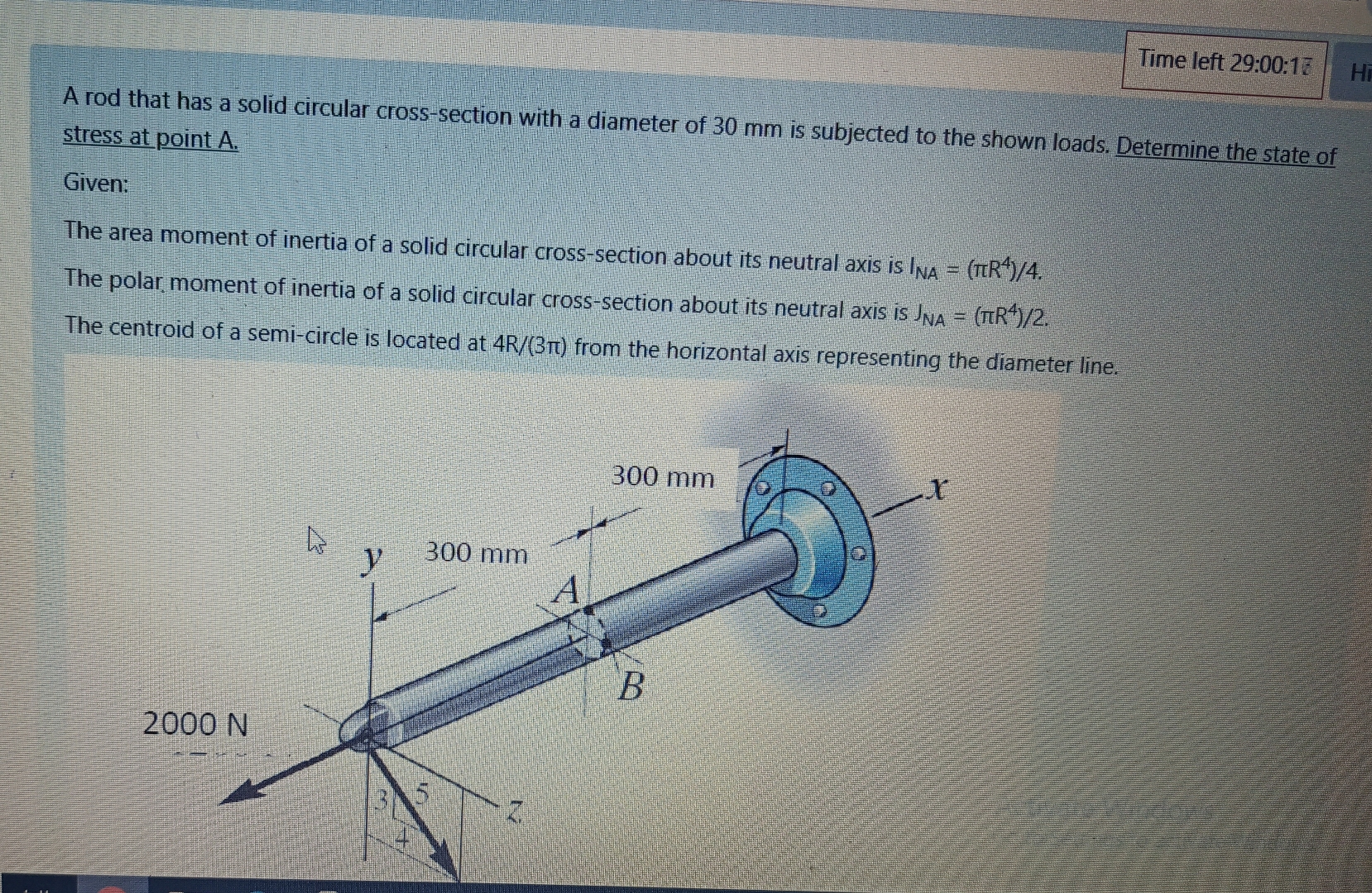 Solved Time left 29:00:17A rod that has a solid circular | Chegg.com