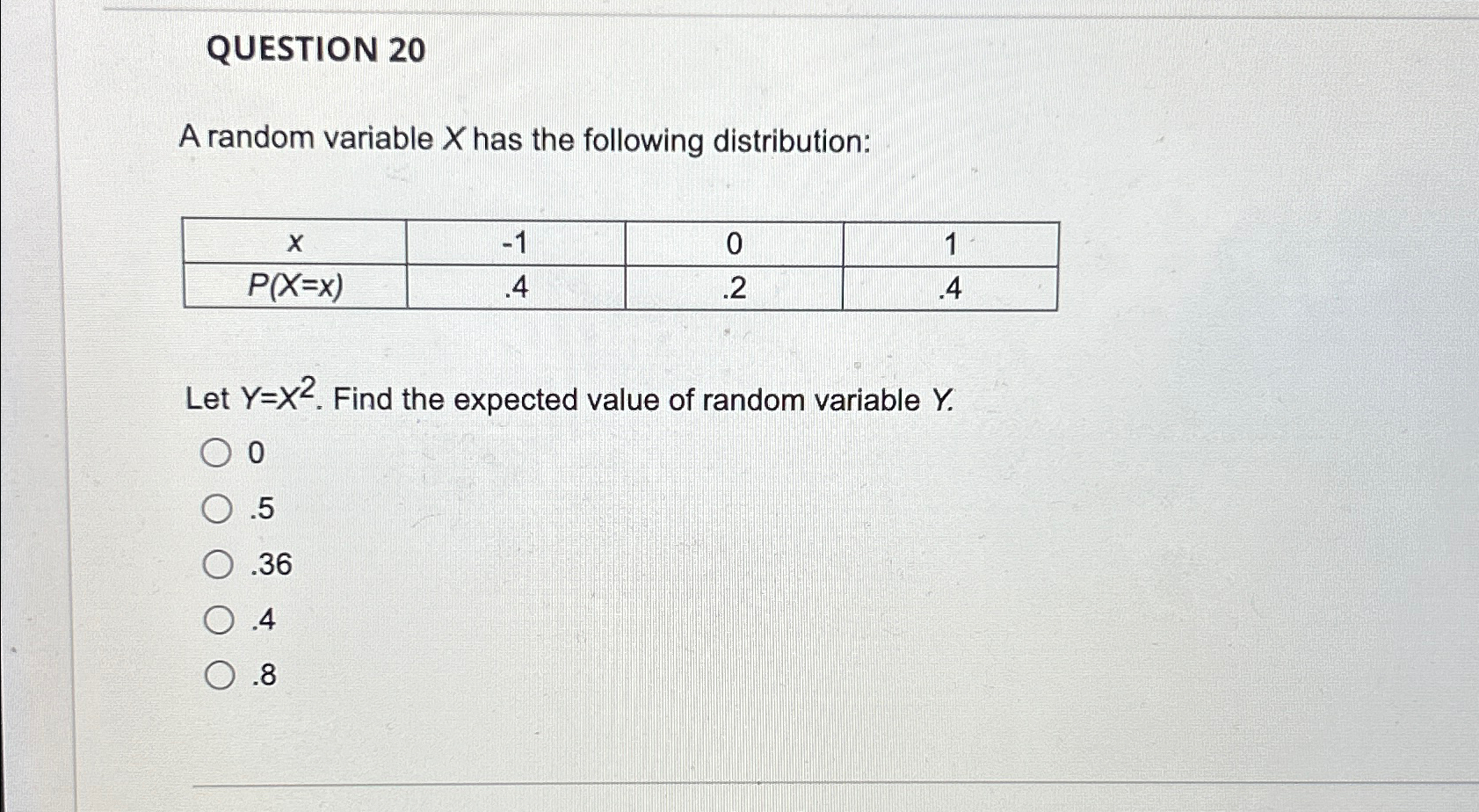 Solved QUESTION 20A random variable x ﻿has the following | Chegg.com