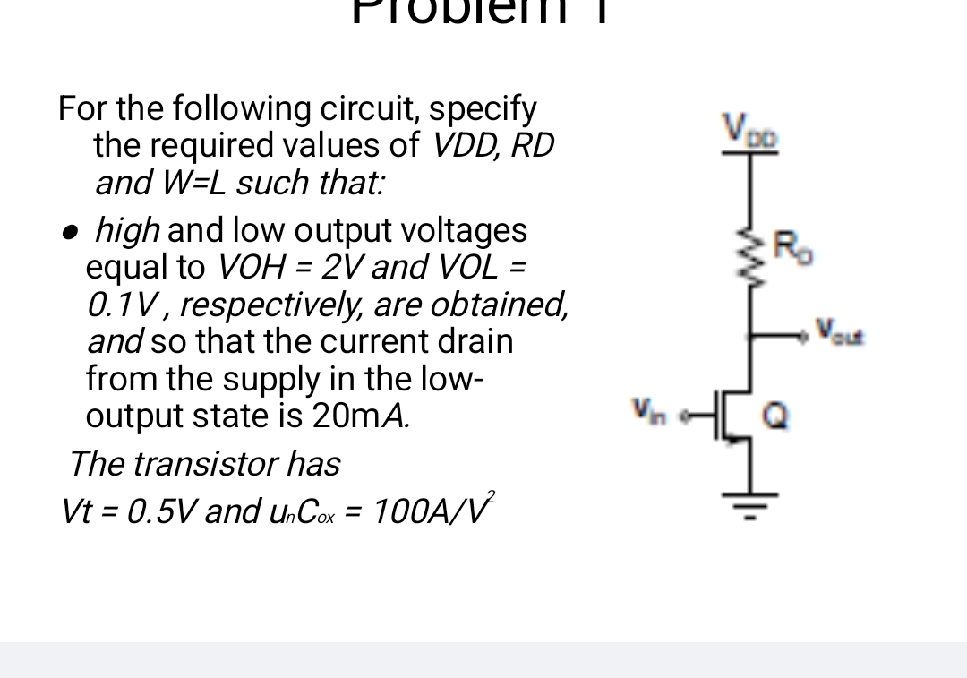 Solved For the following circuit, specify the required | Chegg.com