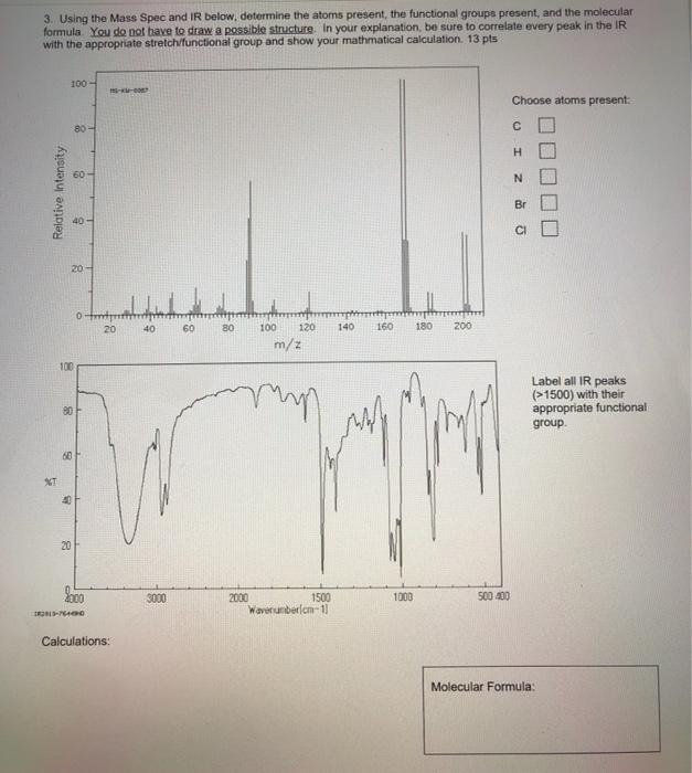 Solved 3. Using the Mass Spec and IR below, determine the | Chegg.com