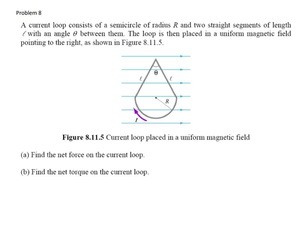 Solved A current loop consists of a semicircle of radius R | Chegg.com