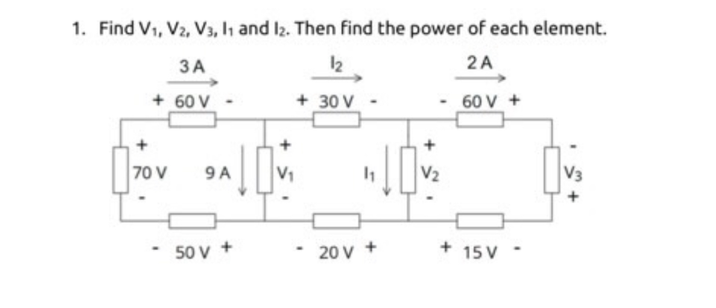 Solved Find V1,V2,V3,I1 ﻿and I2. ﻿Then find the power of | Chegg.com