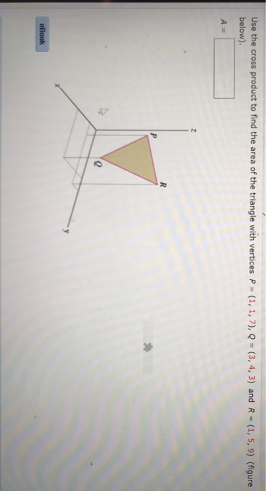 Solved Use the cross product to find the area of the | Chegg.com