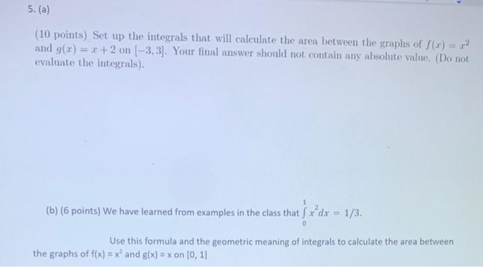 Solved (10 points) Set up the integrals that will calculate | Chegg.com