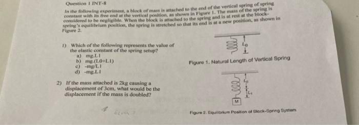 Solved Question I INT-8 In the following experiment, a block | Chegg.com