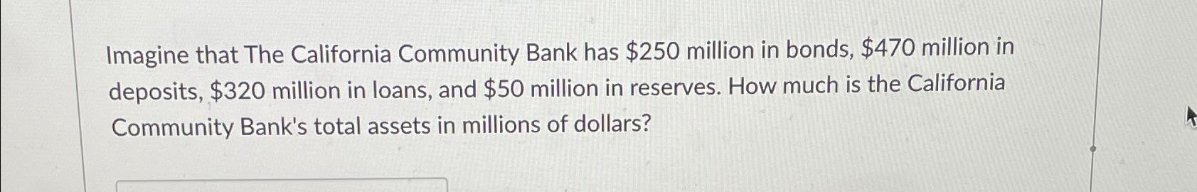 Solved Imagine that The California Community Bank has $250 | Chegg.com