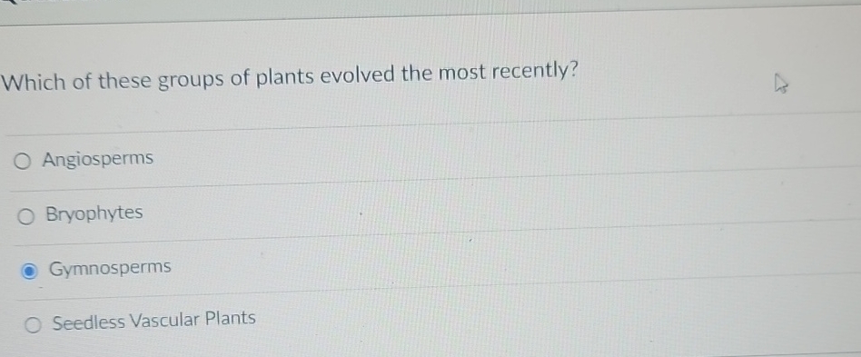 Solved Which of these groups of plants evolved the most | Chegg.com