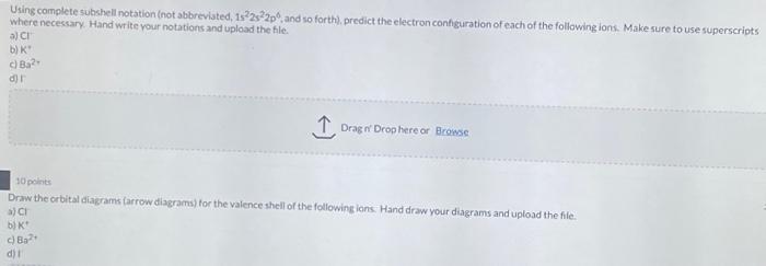 Using complete subshell notation (not abbreviated, 1 | Chegg.com