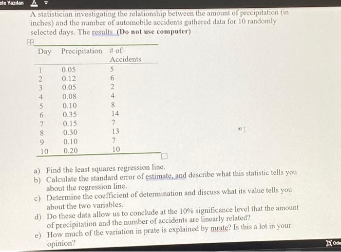 Solved A statistician investigating the relationship between | Chegg.com