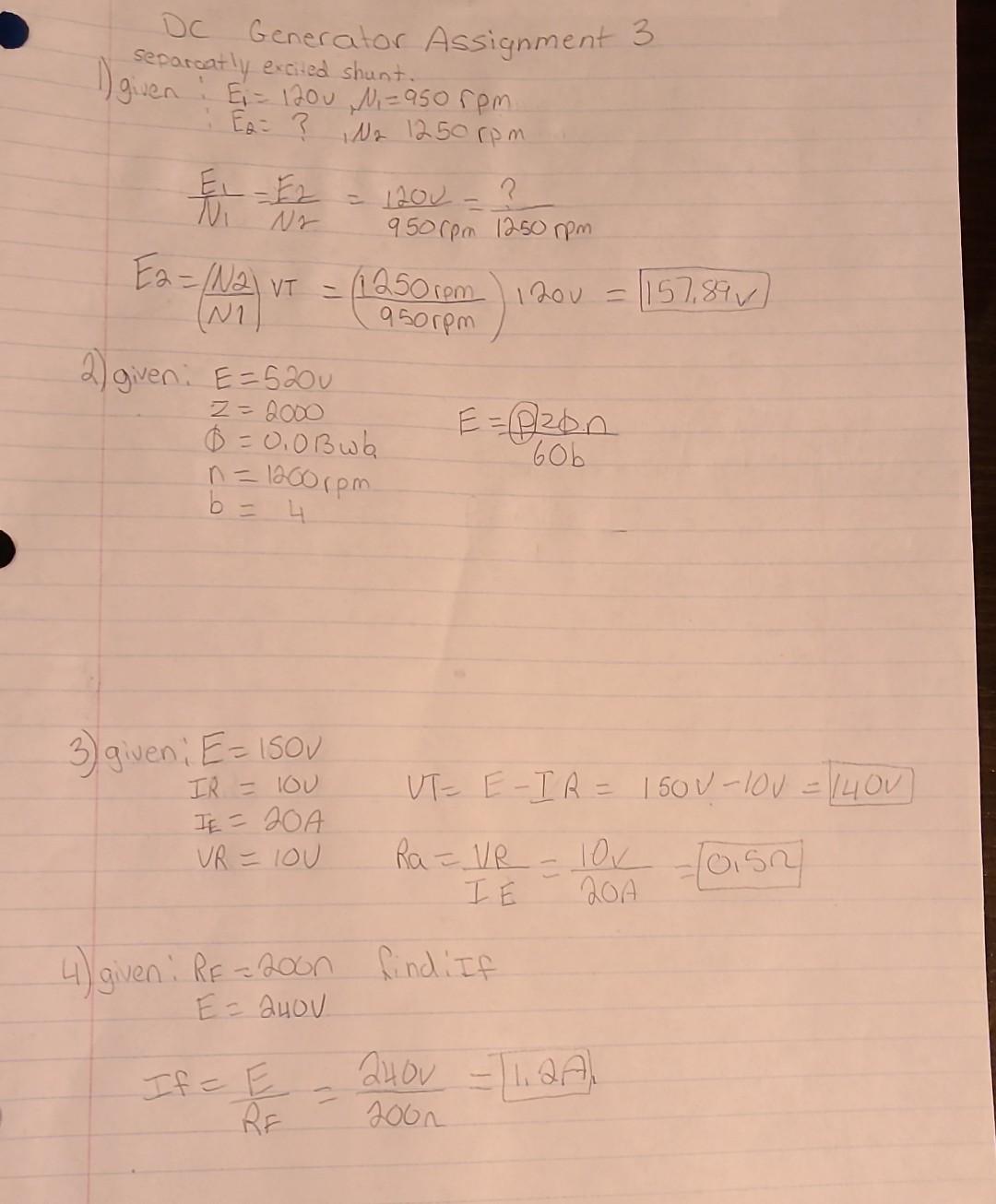 Solved 1.2D generator, configured as a separately excited | Chegg.com