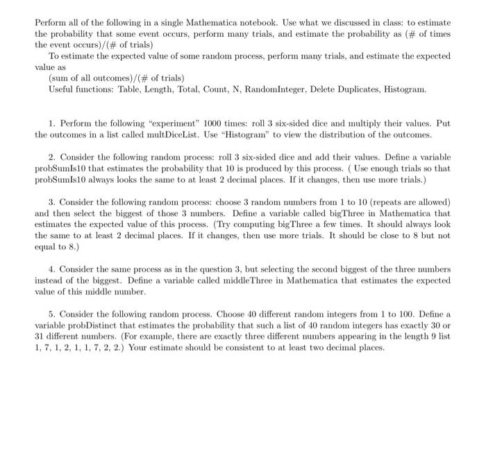 Solved Perform all of the following in a single Mathematica | Chegg.com