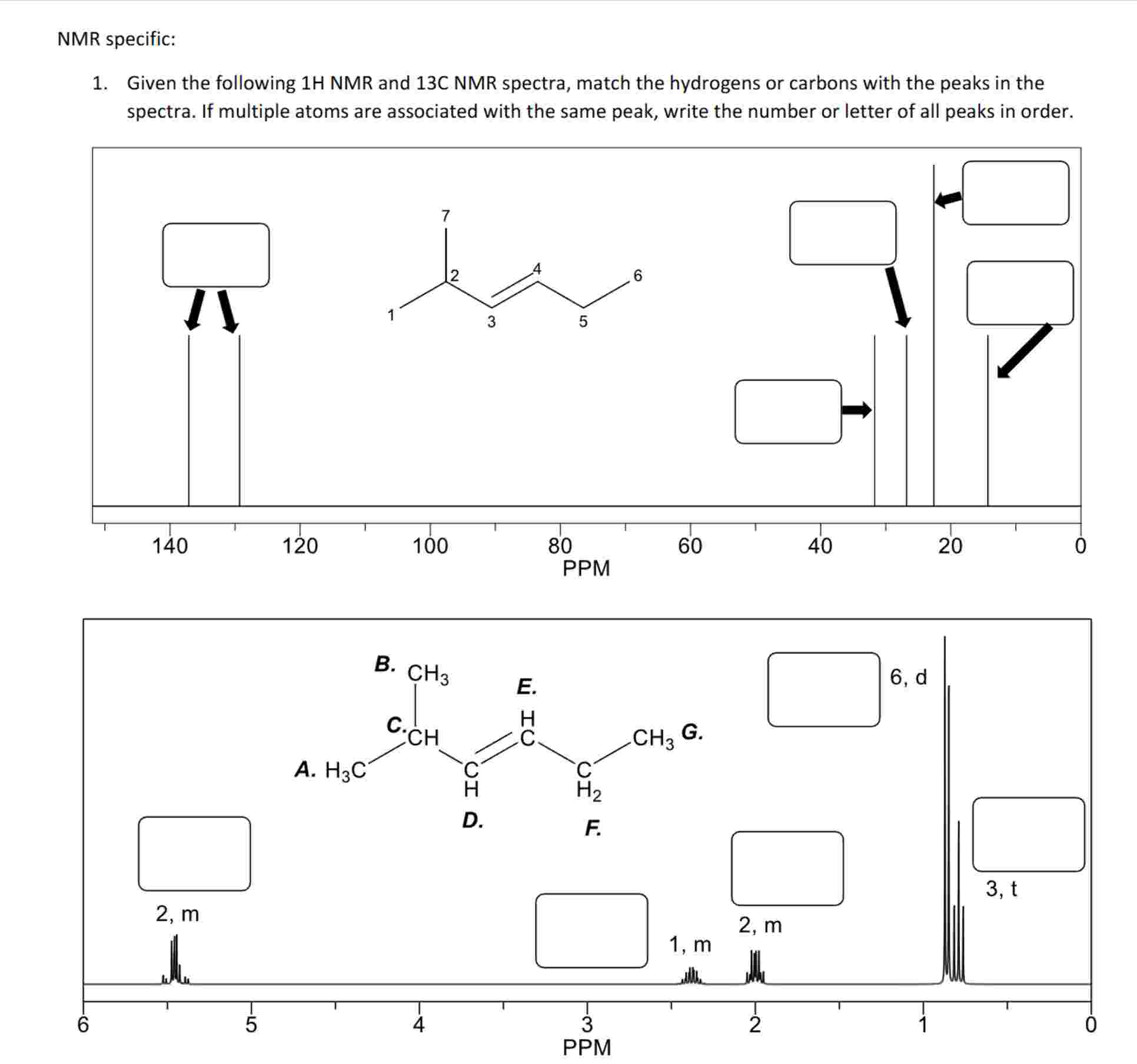 Solved NMR specific: 1. ﻿Given the following 1 ﻿H NMR and 13 | Chegg.com