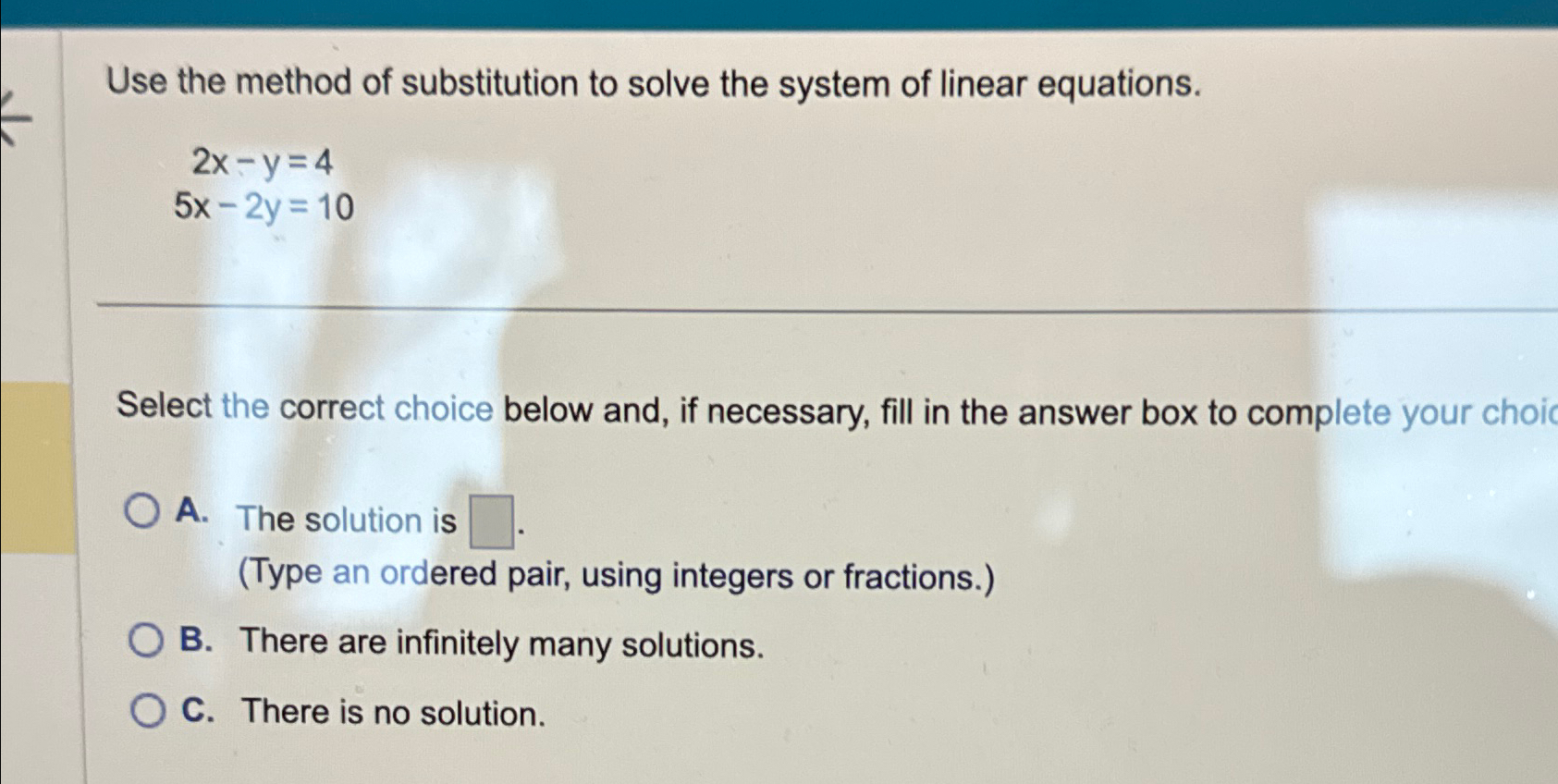 Solved Use the method of substitution to solve the system of | Chegg.com