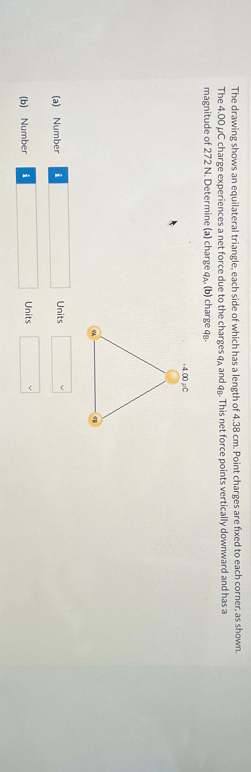Solved The drawing shows an equilateral triangle, each side | Chegg.com