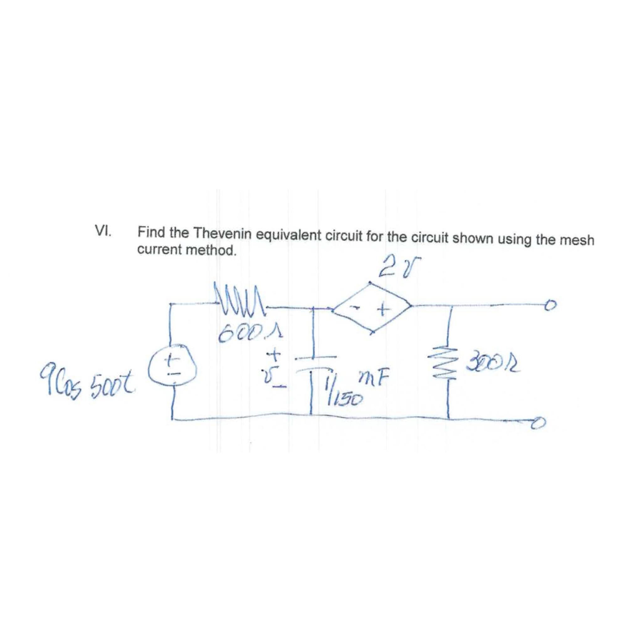 Solved VI. ﻿Find the Thevenin equivalent circuit for the | Chegg.com
