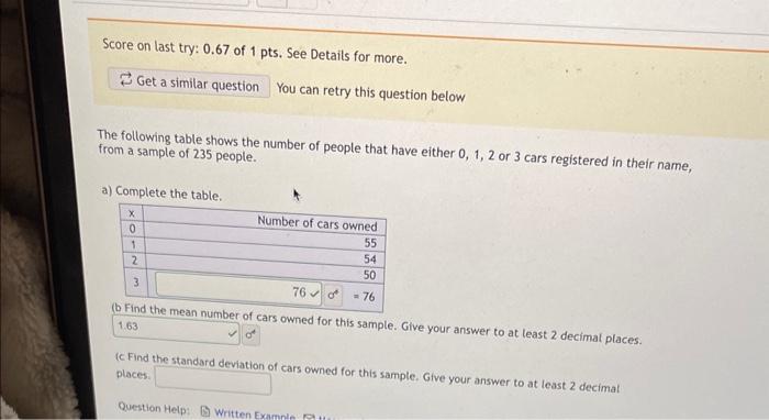Solved The following table shows the number of people that | Chegg.com