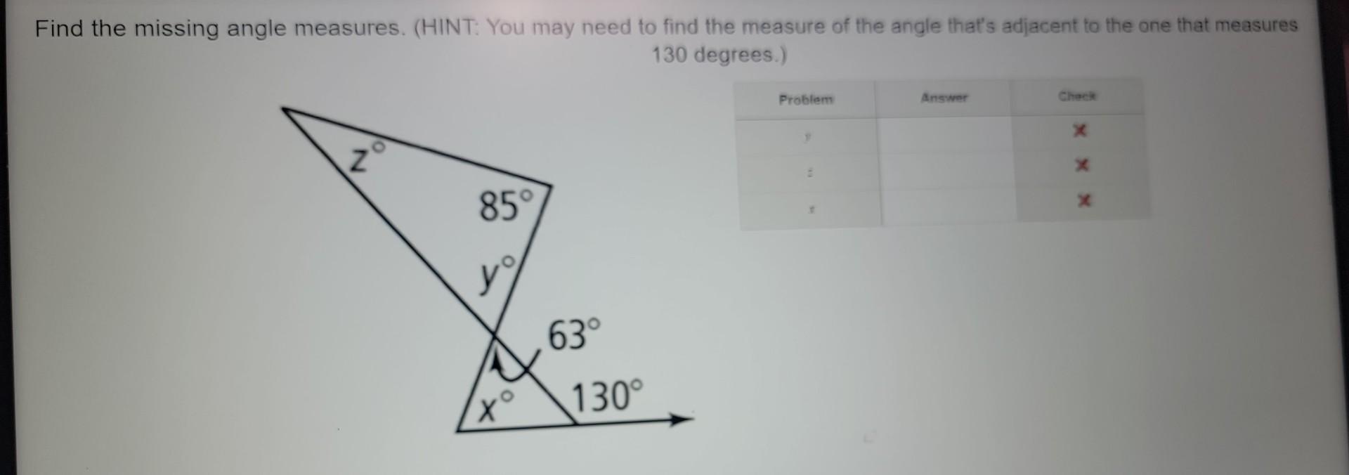 Solved Find the missing angle measures. (HINT: You may need | Chegg.com