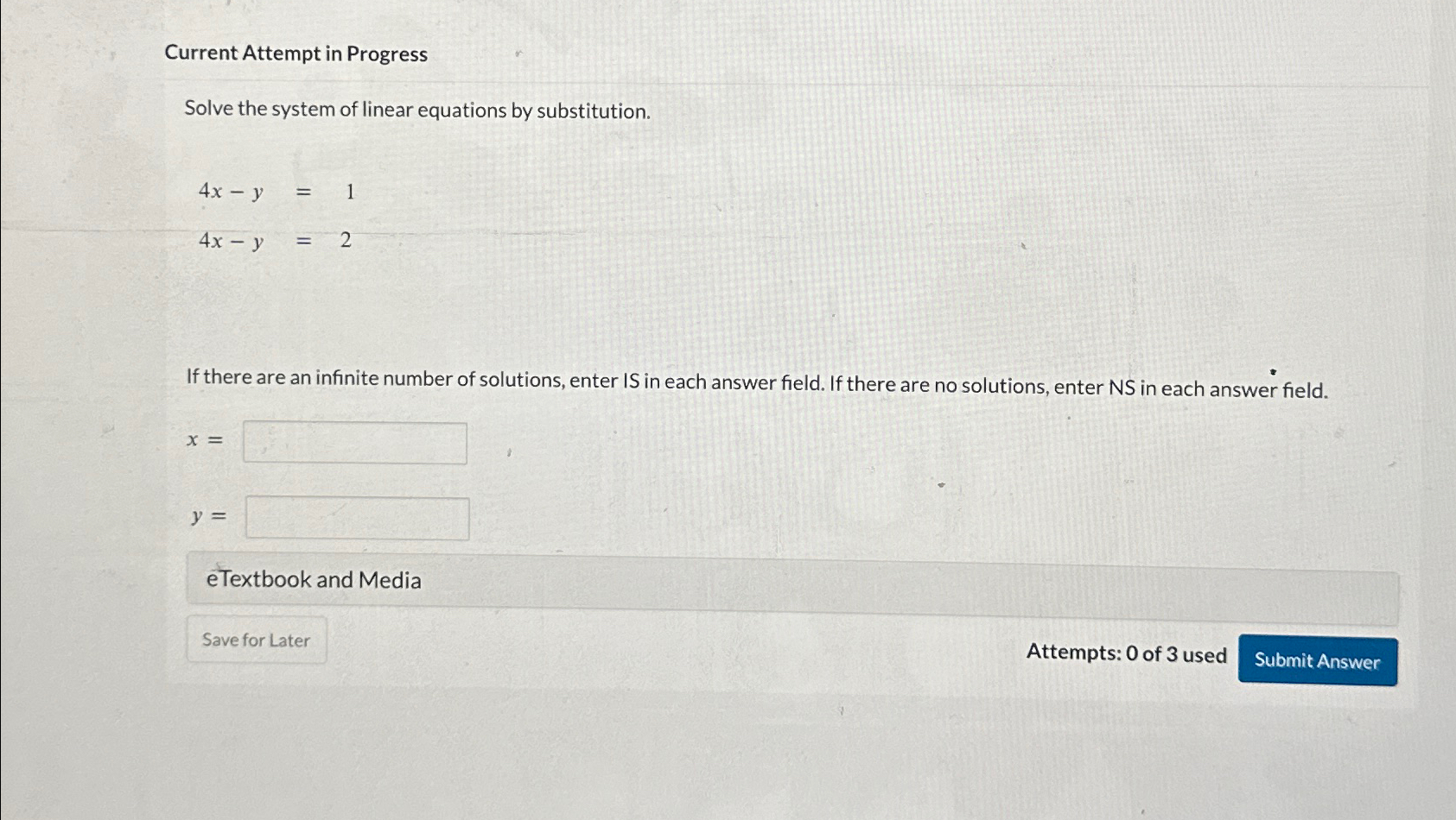 Solved Current Attempt in ProgressSolve the system of linear | Chegg.com