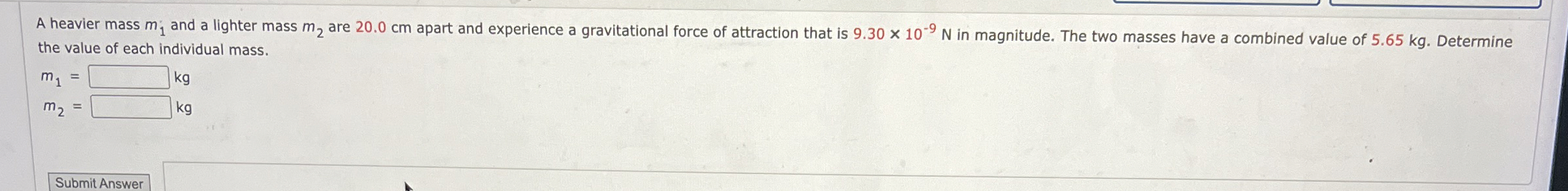 Solved A heavier mass m1 ﻿and a lighter mass m2 ﻿are 20.0cm | Chegg.com