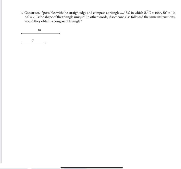 Solved 1. Construct, if possible, with the straightedge and | Chegg.com