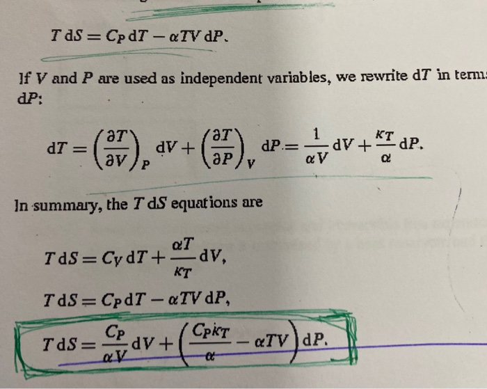 Solved prove the third T dS equation from first eq. in the | Chegg.com