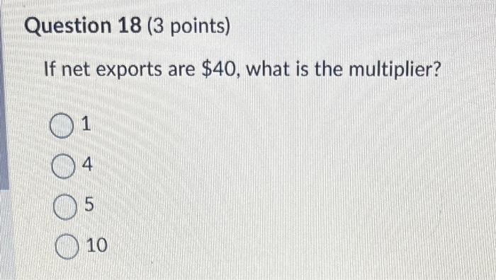 Solved If net exports are $40, what is the multiplier? 1 4 5 | Chegg.com