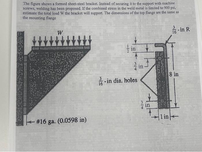 Solved The figure shows a formed sheet-steel bracket. | Chegg.com
