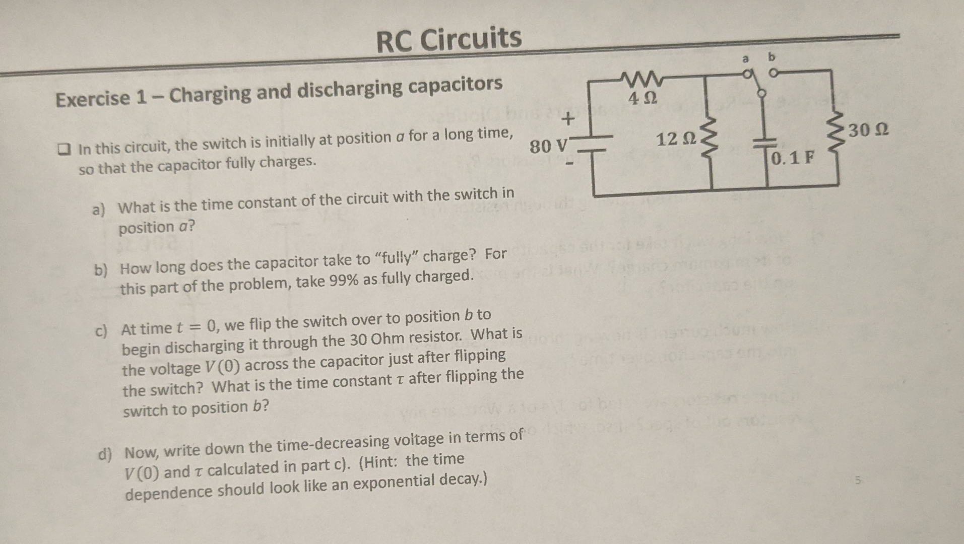 Solved RC CircuitsExercise 1 - ﻿Charging and discharging | Chegg.com