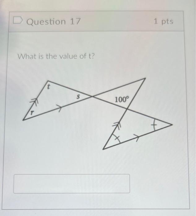 Solved Question 17 What is the value of t ? | Chegg.com