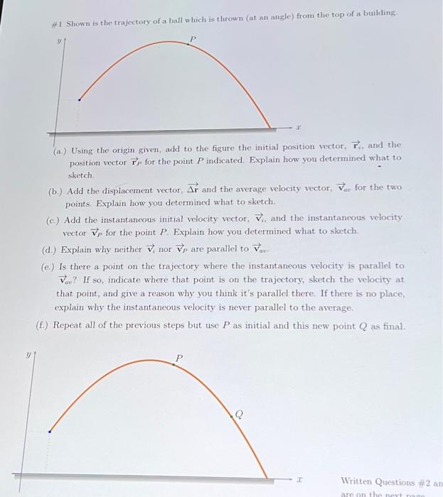 #1 Shown is the trajectory of a ball which is thrown | Chegg.com