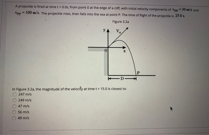 Solved A projectile is fired at timet -0.0s, from point o at | Chegg.com
