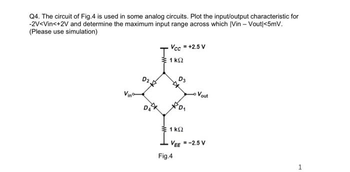 Solved Q4. The circuit of Fig. 4 is used in some analog | Chegg.com
