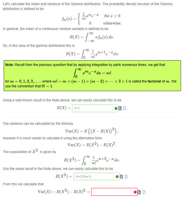 Solved Let's calculate the mean and variance of the Gamma | Chegg.com
