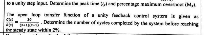 Solved to a unity step input. Determine the peak time (tp) | Chegg.com
