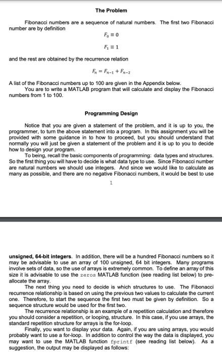 Solved The Problem Fibonacei numbers are a sequence of | Chegg.com