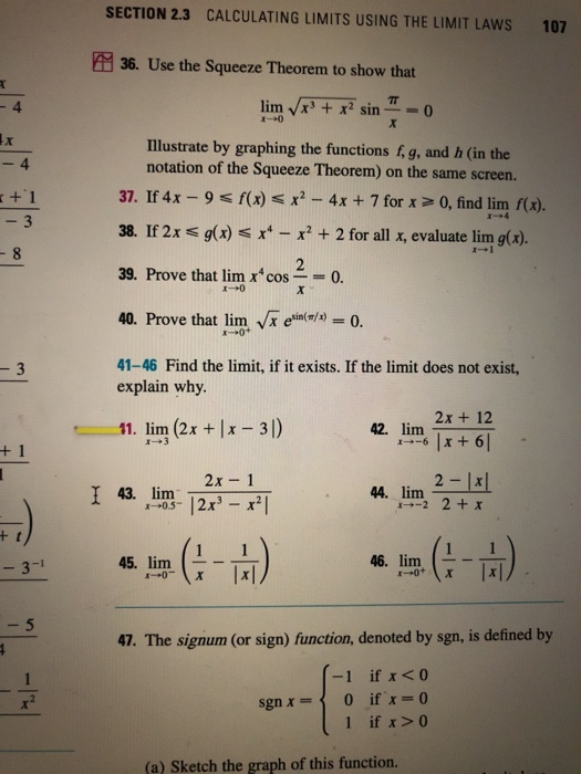 Solved SECTION 2.3 CALCULATING LIMITS USING THE LIMIT LAWS | Chegg.com