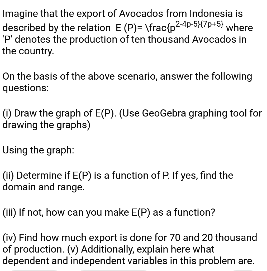Solved Imagine that the export of Avocados from Indonesia is | Chegg.com