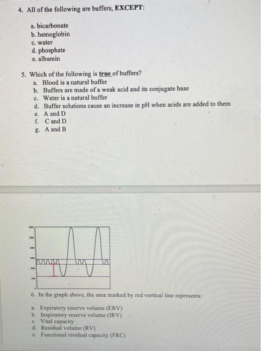 Solved 4. All of the following are buffers, EXCEPT: a. | Chegg.com