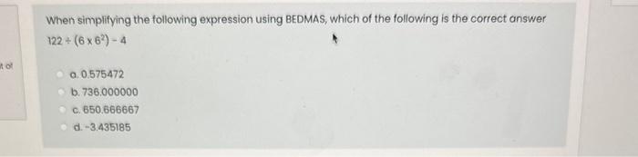 Solved When simplifying the following expression using | Chegg.com