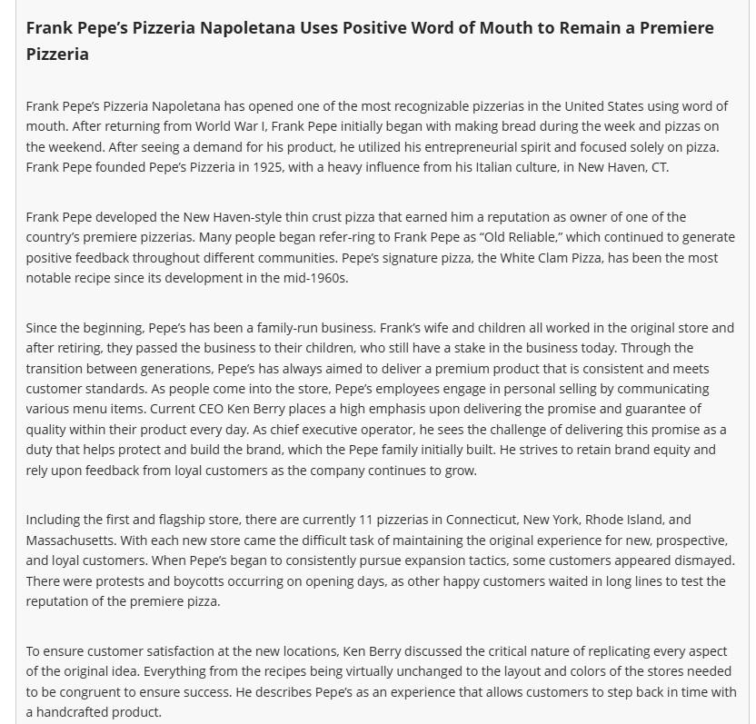 What are the various promotion elements that Pepe’s | Chegg.com