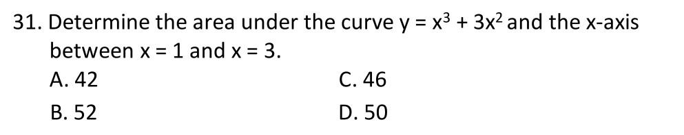 Solved 31. Determine the area under the curve y=x3+3x2 and | Chegg.com